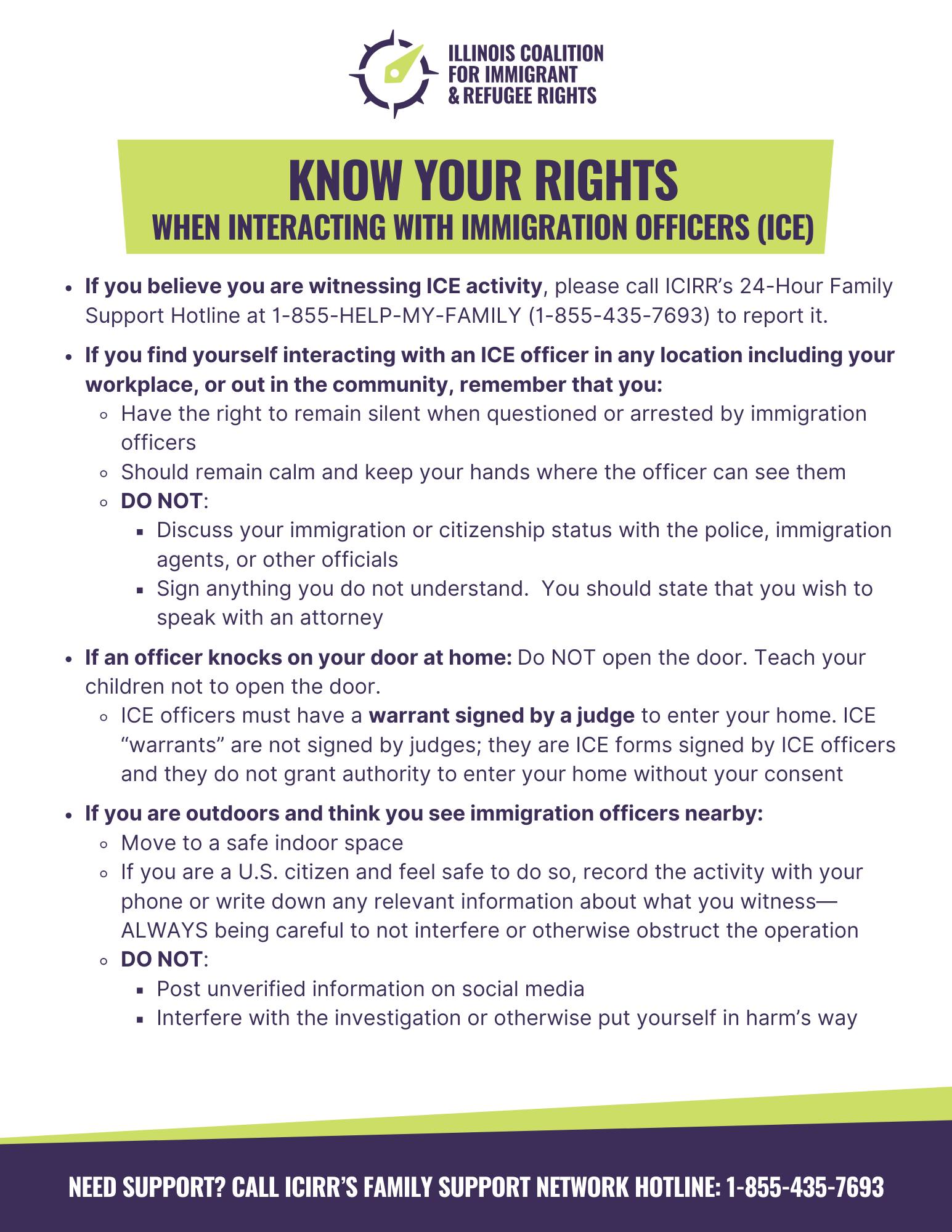 **Conoce tus derechos cuando interactúes con el ICE.** - Northside ...